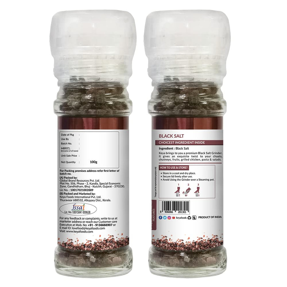 Keya Black Salt Grinder 100g
